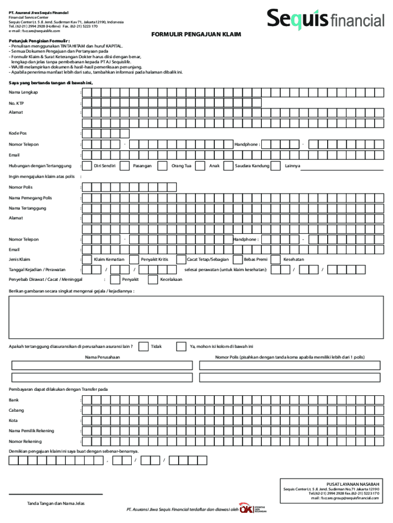 Fillable Online Form Pengajuan Klaim Fax Email Print - pdfFiller