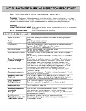 Fillable Online INITIAL PAVEMENT MARKING INSPECTION REPORT KEY Fax ...