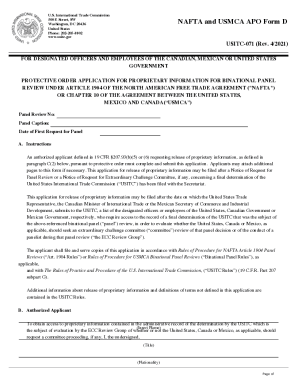 Fillable Online NAFTA and USMCA APO Form D (USITC-071). This is an ...