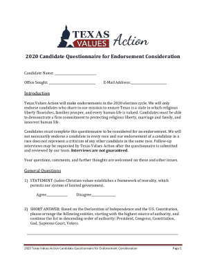 Fillable Online Endorsement Guidelines and Candidate Questionnaire Fax Email Print - pdfFiller