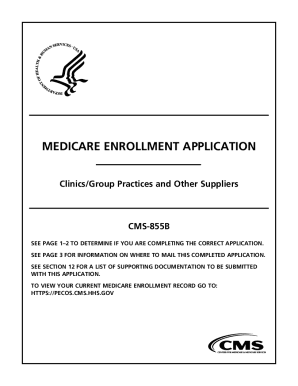 Fillable Online Form Cms-855b - Medicare Enrollment Application ...