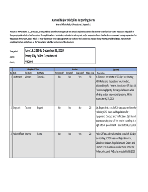 Fillable Online Annual Major Discipline Reporting Form Morris Long Hill ...
