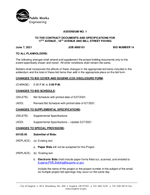 Fillable Online ADDENDUM NO. 1 TO THE CONTRACT DOCUMENTS ... - eugene-or.gov Fax Email Print ...