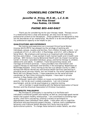 COUNSELING CONTRACT Doc TemplatepdfFiller Doc Template | pdfFiller