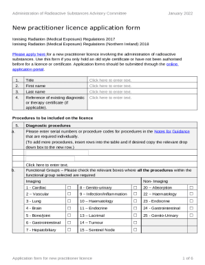 New practitioner licence application Doc Template | pdfFiller