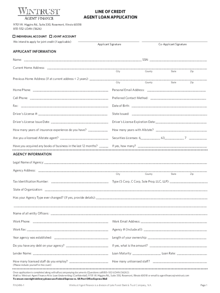 Fillable Online Checklist and Line of Credit Application Fax Email ...