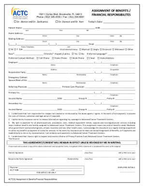 Fillable Online Assignment of BenefitsBrowning Insurance Agency Inc Fax ...