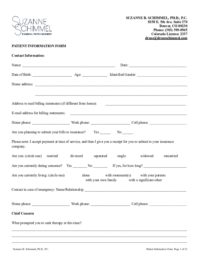 Fillable Online 3 - Individual Intake Form-Sue-Schimmel2 Fax Email ...