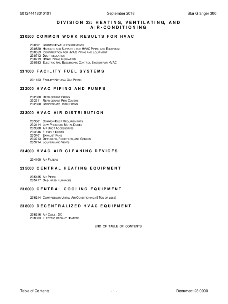 Fillable Online 23 0000 - DIVISION 23 Table of Contents. Table of ...