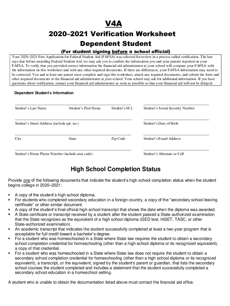 Fillable Online sc4.eduwp-contentuploads2020-21 Dependent Verification Worksheet Fax Email Print ...