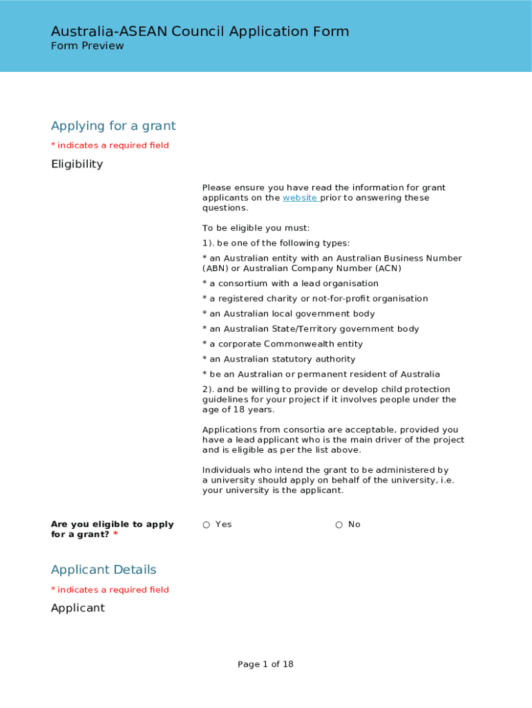 Fillable Online Australia-ASEAN Council Application Form - SmartyGrants ...