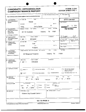Fillable Online www.victoriatx.gov DocumentCenter ViewCANDIDATE / OFFICEHOLDER FORM C/ OH ...