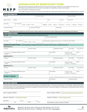 Fillable Online DESIGNATION OF BENEFICIARY FORM Fax Email Print - pdfFiller
