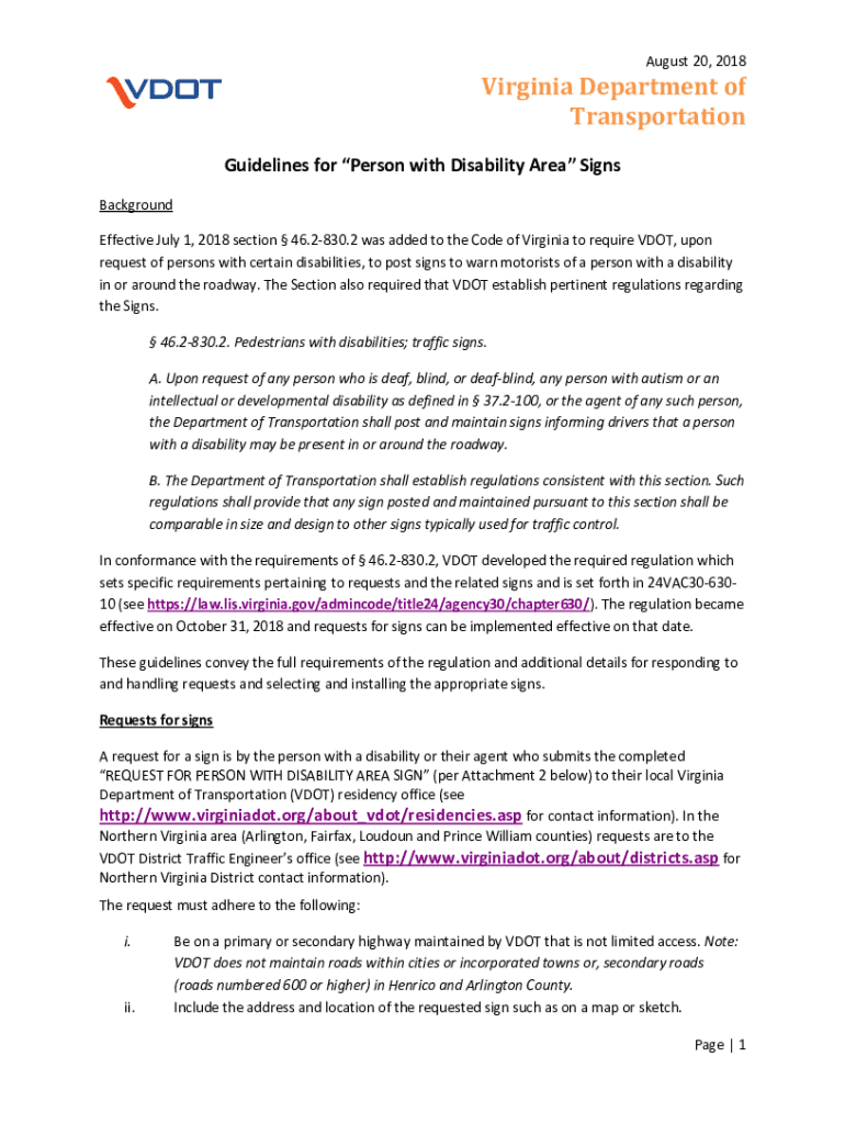Fillable Online vdot virginia People With DisabilitiesUS Department of ...