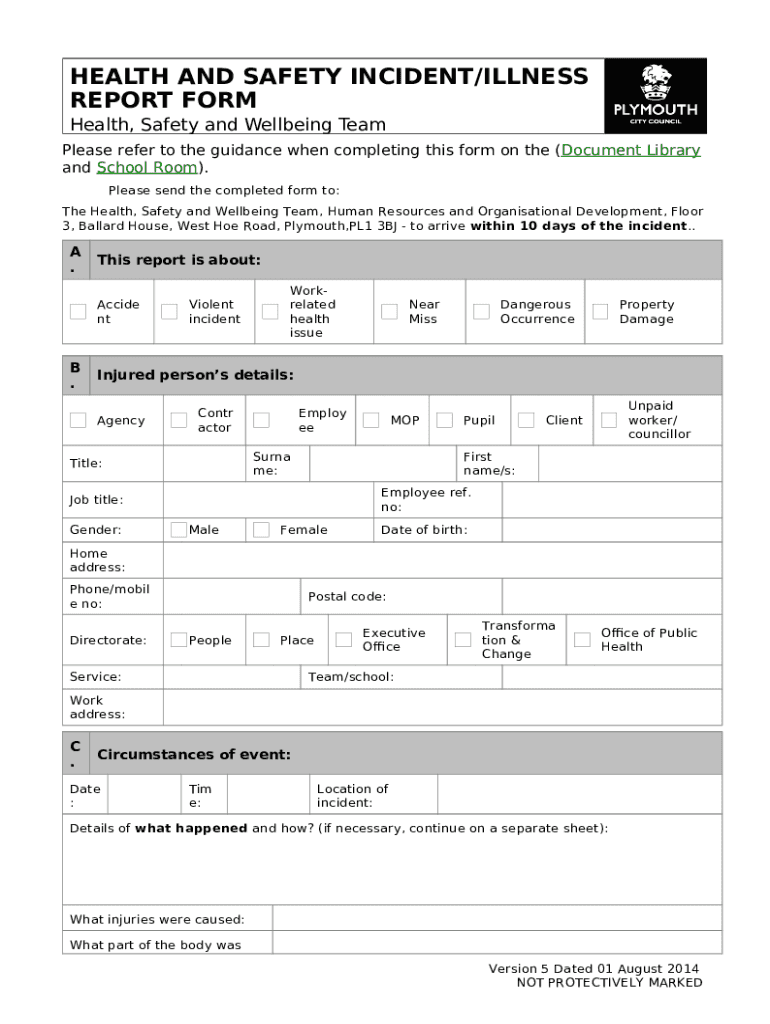 INCIDENT/ILLNESS REPORT GUIDANCE Doc Template | pdfFiller