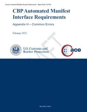 Fillable Online ACE Import Manifest DocumentationU.S. Customs and ...