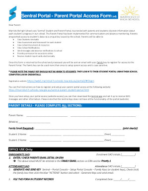 Fillable Online Sentral Portal - Parent Portal Access Form (v4) Fax ...