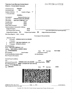 Fillable Online VIRGINIA LAND RECORD COVER SHEET FORM A COVER SHEET ...