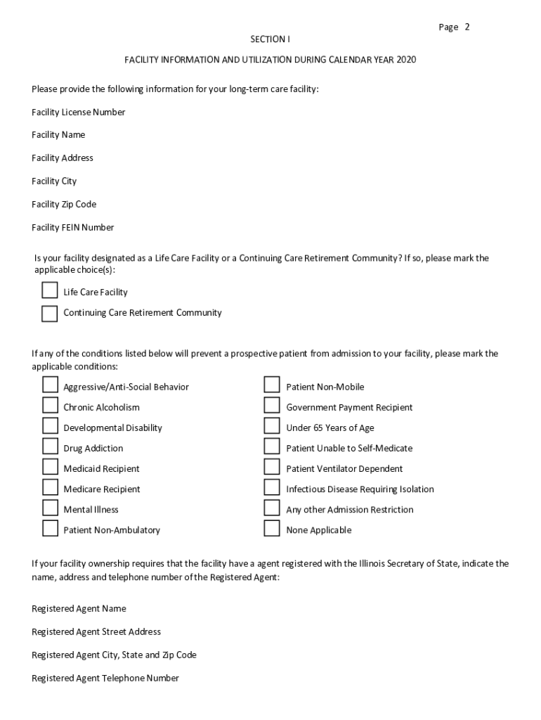 Fillable Online www2 illinois ANNUAL LONG-TERM CARE QUESTIONNAIRE FOR ...