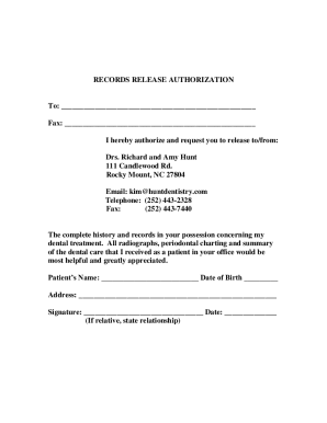 Fillable Online RECORDS RELEASE AUTHORIZATION Fax Email Print - pdfFiller