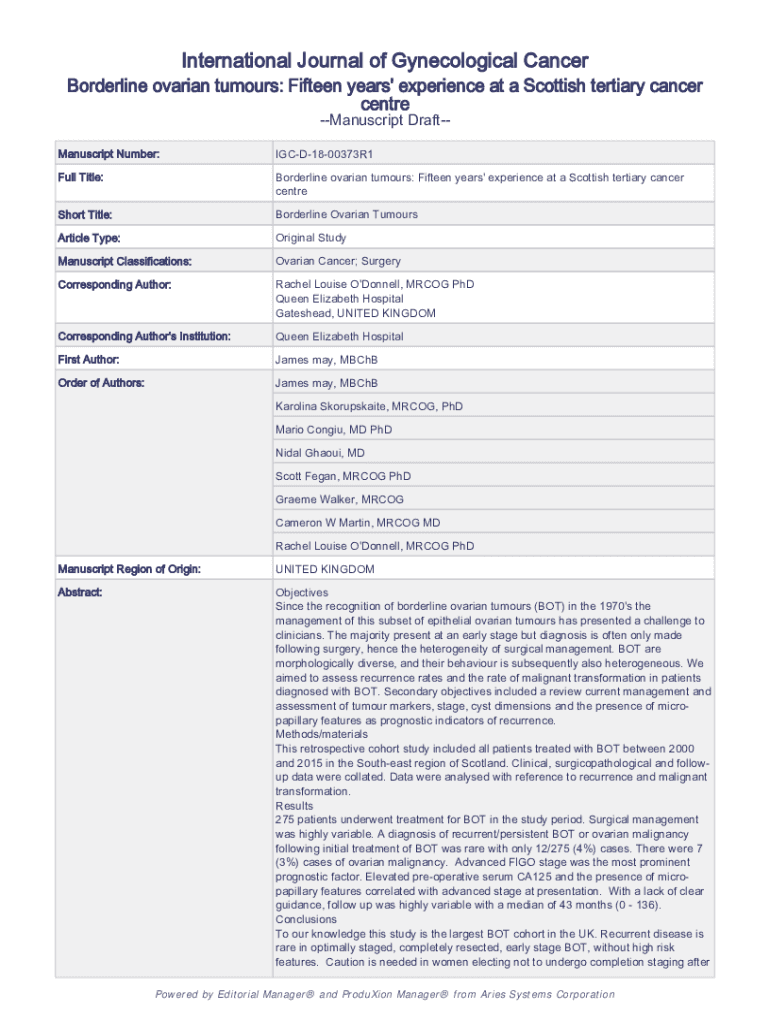 Fillable Online www.sciencegate.appdocument10Borderline Ovarian Tumors ...