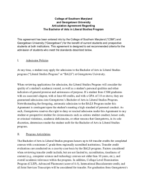 Fillable Online ACADEMIC PROGRAM ARTICULATION AGREEMENT BETWEEN COLLEGE ...