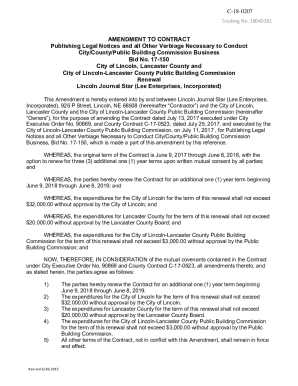 Fillable Online AMENDMENT TO CONTRACT Publishing Legal Notices and all ...