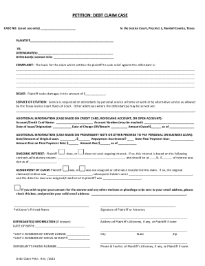 Fillable Online Fillable Online Debt Claim Petition.docx Fax Email ...