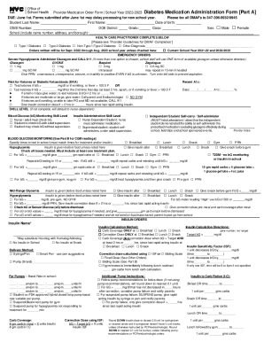Fillable Online Diabetes Medication Administration Form - schools.nyc ...