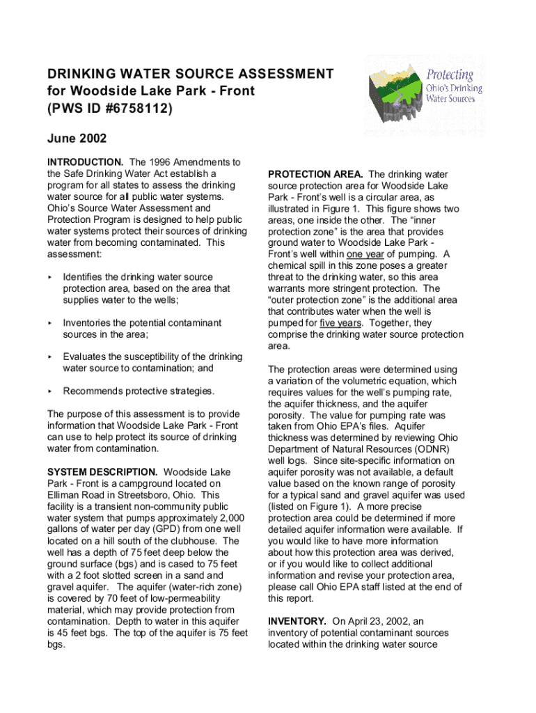 Fillable Online wwwapp epa ohio DRINKING WATER SOURCE ASSESSMENT for ...