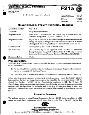 Fillable Online documents coastal ca STAFF REPORT: PERMIT EXTENSION ...
