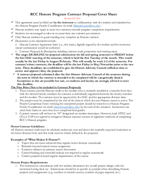 Fillable Online RCC Honors Program Contract Proposal Cover Sheet Fax ...