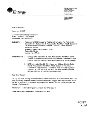 Fillable Online Waterford, Unit 3 - Response to NRC Request for ...