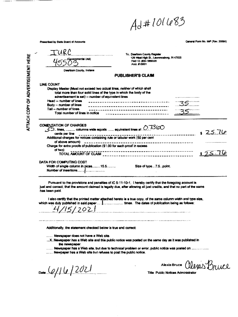 Fillable Online General Form No. 99P (Rev. 2009A) The News-Sentinel Fax ...