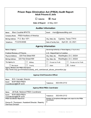 Fillable Online Prison Rape Elimination Act (PREA) Audit Report ...