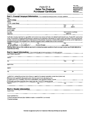 Fillable Online PDF Form ST-5 Sales Tax Exempt Purchaser Certificate ...