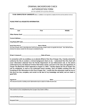 Fillable Online UND Criminal History Background Check Authorization ...