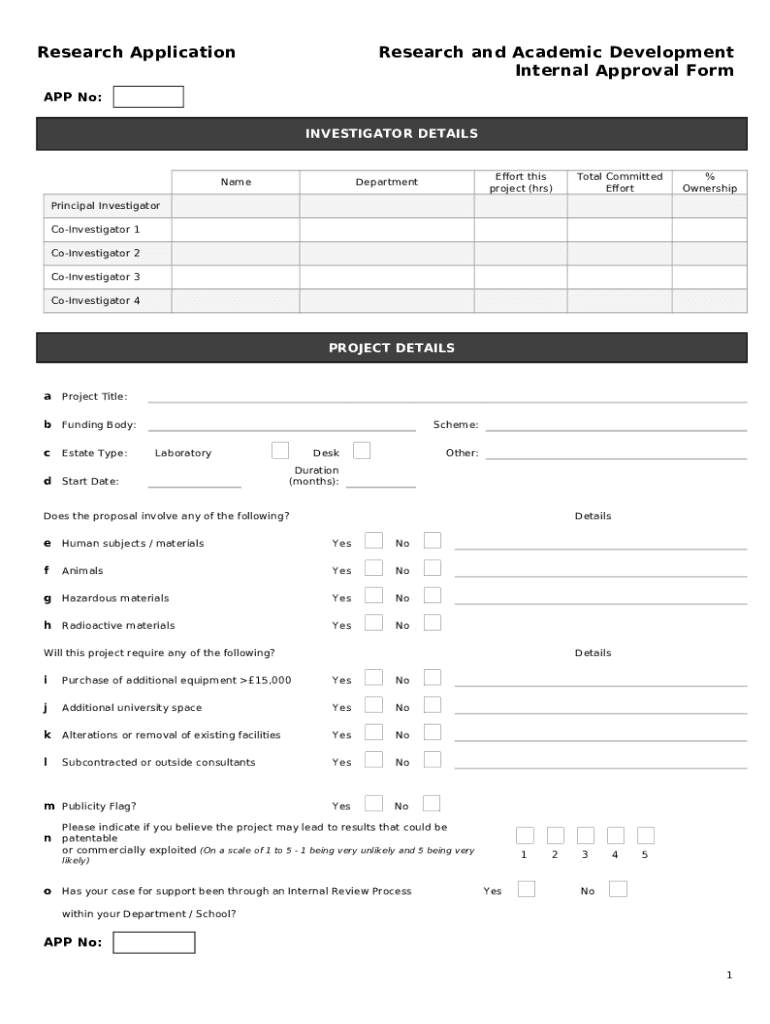 Internal Approval . Research Doc Template | pdfFiller
