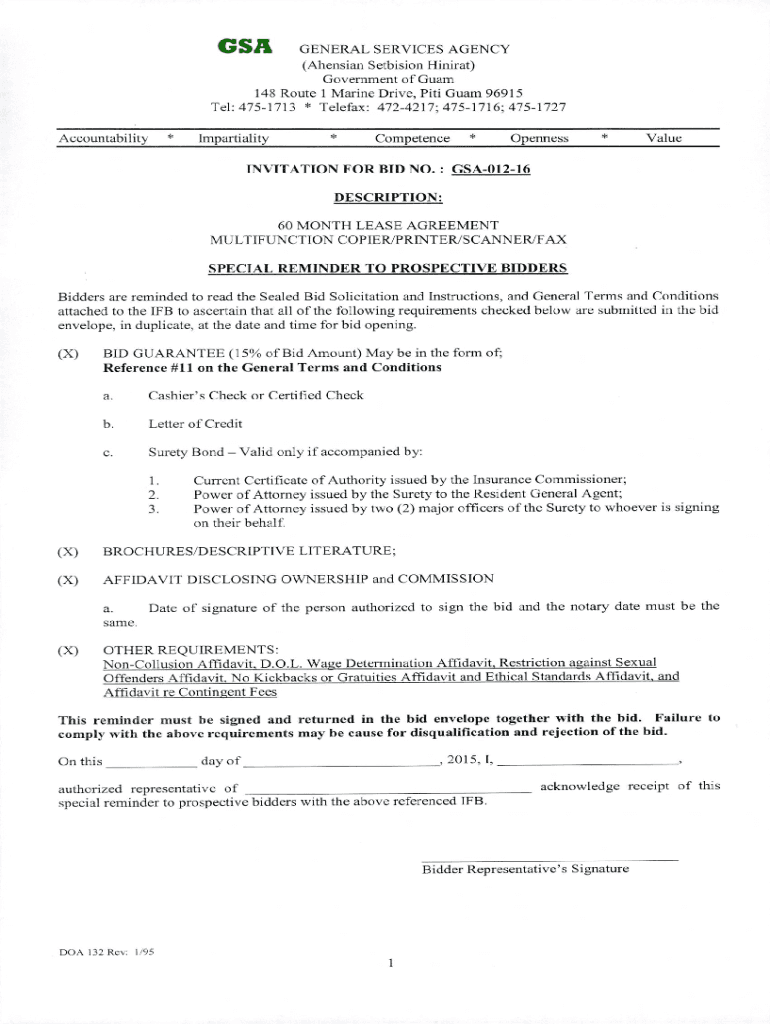 Fillable Online doa guam GSA-012-16 60 Month Lease Agreement Multifunction Copier Printer ...