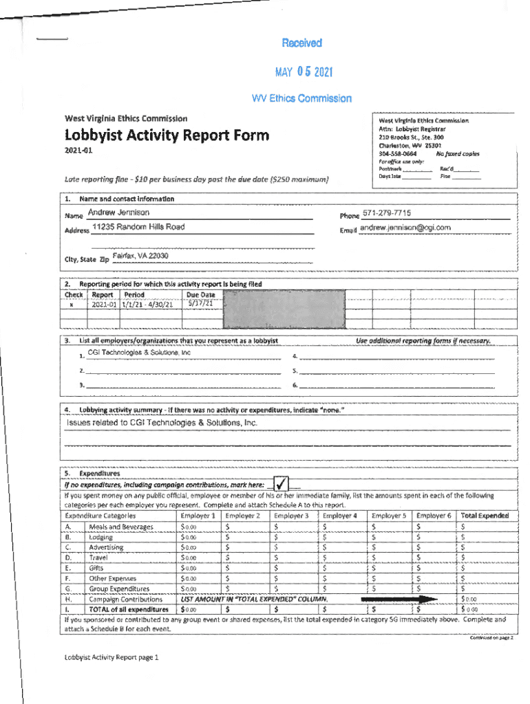 Fillable Online ethics wv ethics.wv.govSiteCollectionDocumentsLobbyWV Ethics Commission West ...