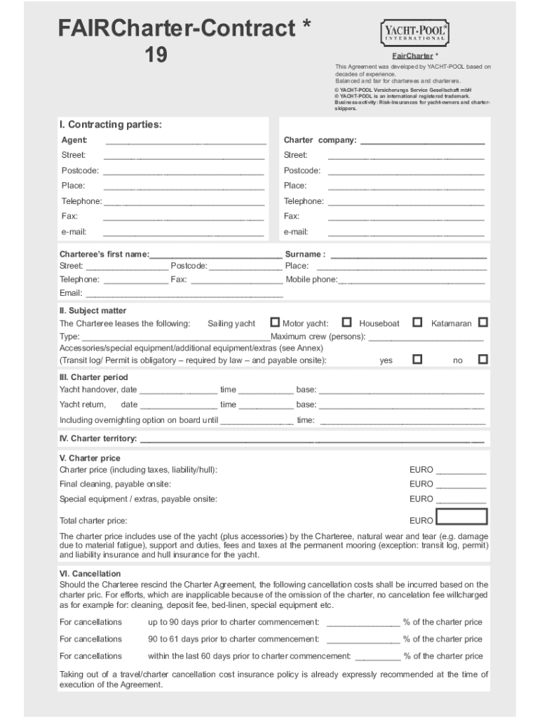 Fillable Online www.sailonline.comboat-ownershipyacht-managementCharter ...