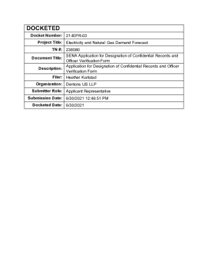 Fillable Online SENA Application for Designation of Confidential ...