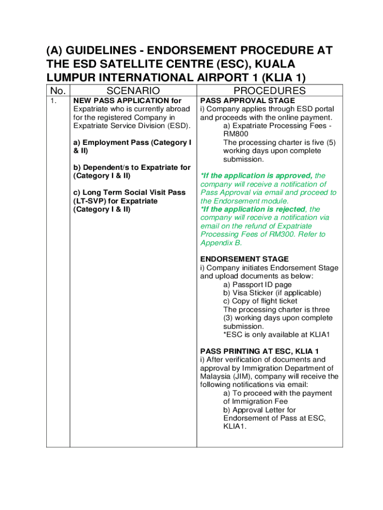 Fillable Online esd satellite centre (esc) klia1 and delivery of ...