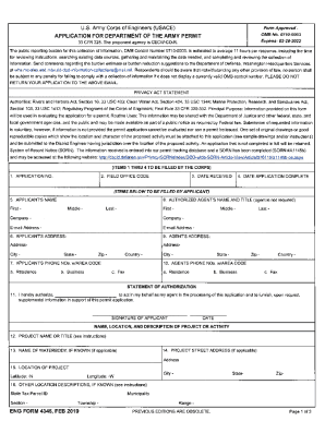 Fillable Online www.usace.army.milPermit-Application-Form-4345Missions ...