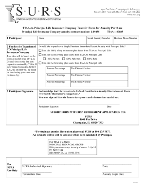 Fillable Online TIAA-to-Principal Life Insurance Company Transfer Form ...