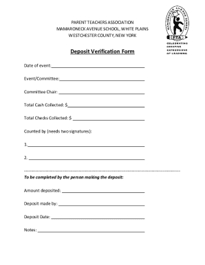 Fillable Online MAS PTA Deposit Verification Form Fax Email Print ...