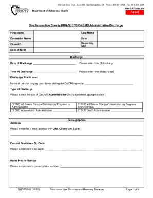 Fillable Online San Bernardino County DBH-SUDRS CalOMS Administrative ...