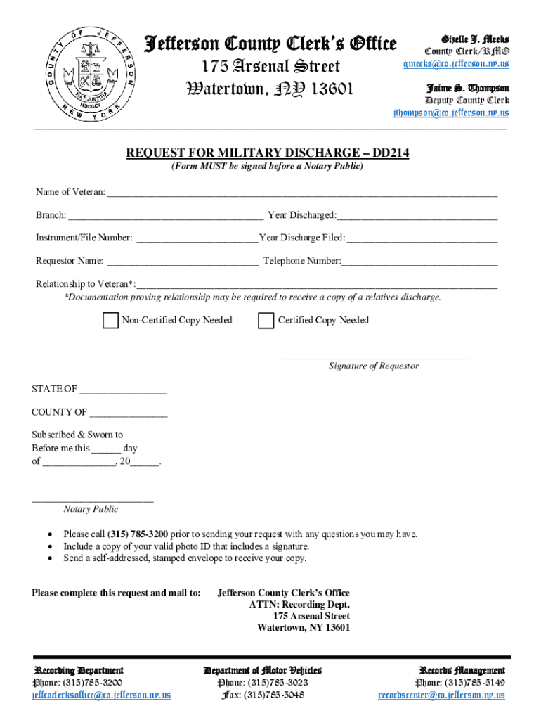 Fillable Online Military Discharge Request Fax Email Print - pdfFiller