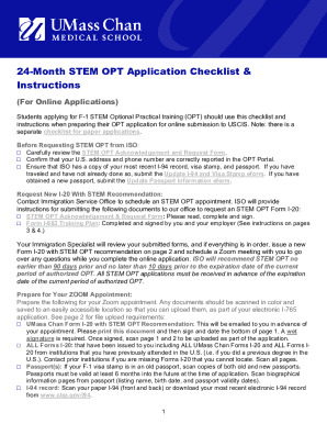Fillable Online umassmed.edustemchecklistonline24-Month STEM OPT ...