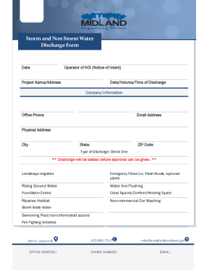 Fillable Online Storm and Non Storm Water Discharge Form Fax Email ...